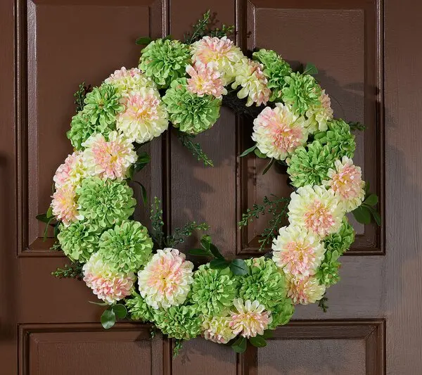 KIM GRAVEL HOME 24' Indoor/outdoor Zinnia Wreath Kim Gravel - One-color