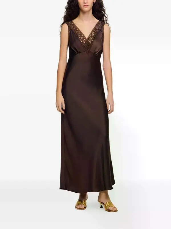 Sandro Maxi Lace V-neck Dress