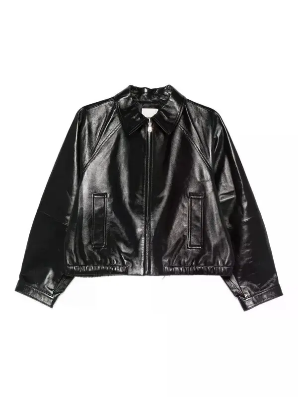 Sandro Zip-up Leather Jacket With Drawstring Hem