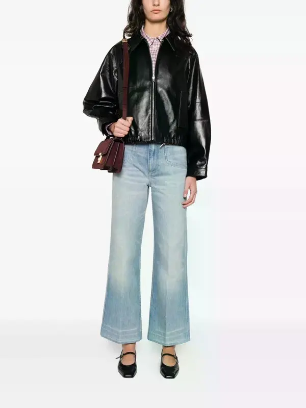 Sandro Zip-up Leather Jacket With Drawstring Hem