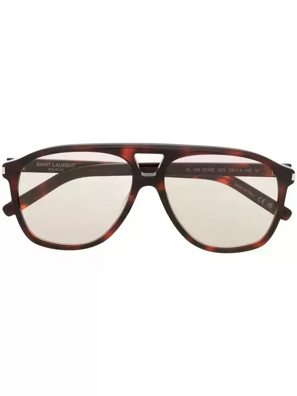 Saint Laurent Pilot Frame Tortoiseshell Sunglasses