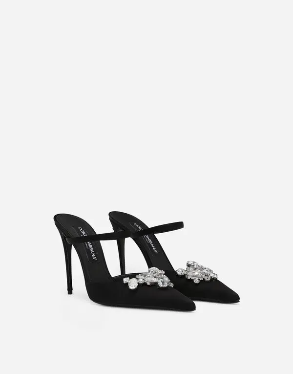 Dolce & Gabbana Satin Mules With Gemstone Embellishment