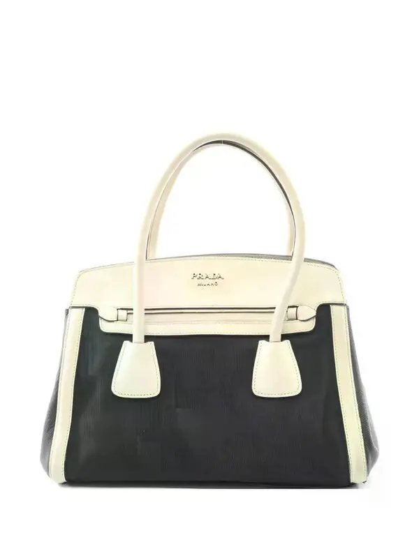 Prada 2010s Canvas And Saffiano Leather Handbag - Black