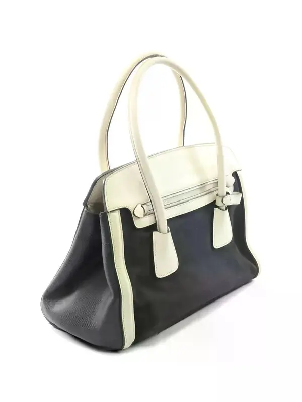 Prada 2010s Canvas And Saffiano Leather Handbag - Black