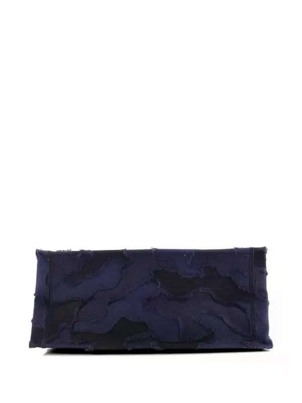 Dior Book Camouflage Embroidered Canvas Large Tote Bag - Black