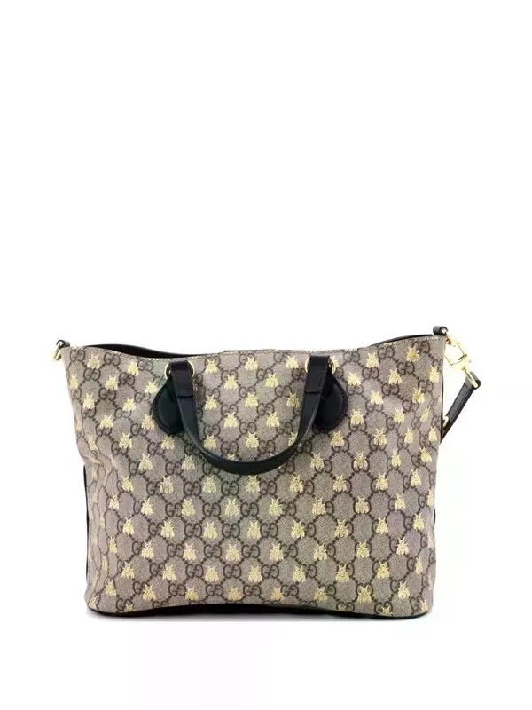 Gucci Convertible Soft Printed Gg Coated Canvas Small Tote Bag - Black