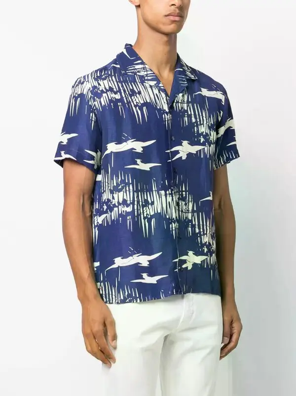 Orlebar Brown Hibbert Graphic-print Shirt - Blue