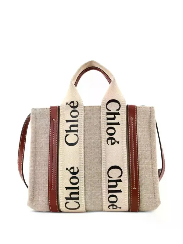 Chloé Woody Canvas Small Tote Bag - Brown