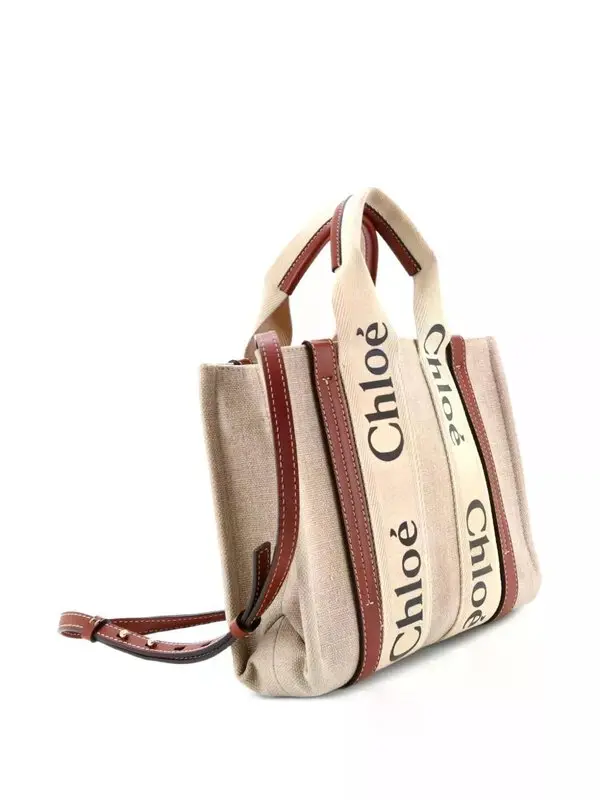 Chloé Woody Canvas Small Tote Bag - Brown
