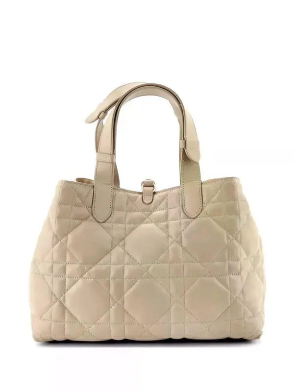 Dior Toujours Macrocannage Quilt Calfskin Medium Tote Bag - Neutrals
