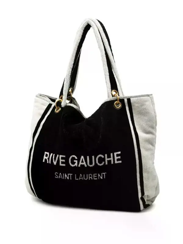 Saint Laurent 2000-2026 Terry Cloth Rive Gauche Tote Bag - Black