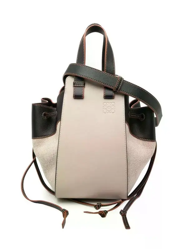 Loewe Leather And Canvas Small Hammock Satchel - Brown