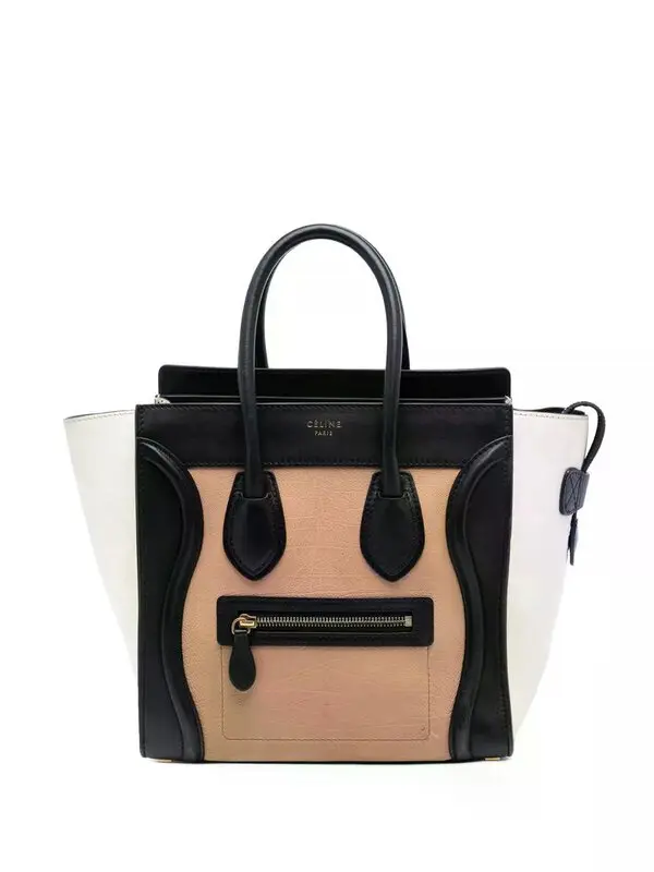 Celine 2013 Micro Tricolor Leather Luggage Tote Handbag - Brown