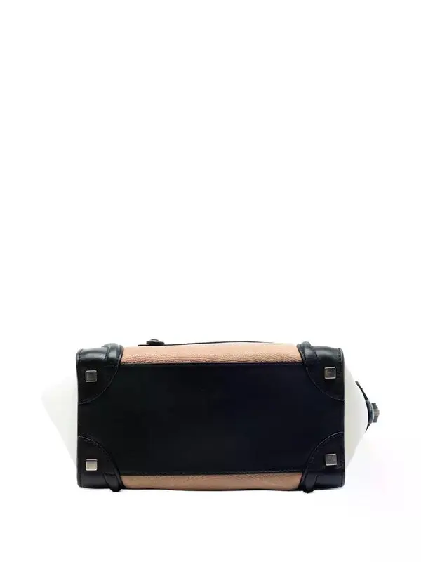 Celine 2013 Micro Tricolor Leather Luggage Tote Handbag - Brown