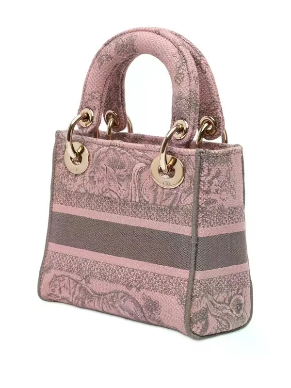 Dior 2023 Mini Embroidered Toile De Jouy Lady D-lite Satchel - Pink