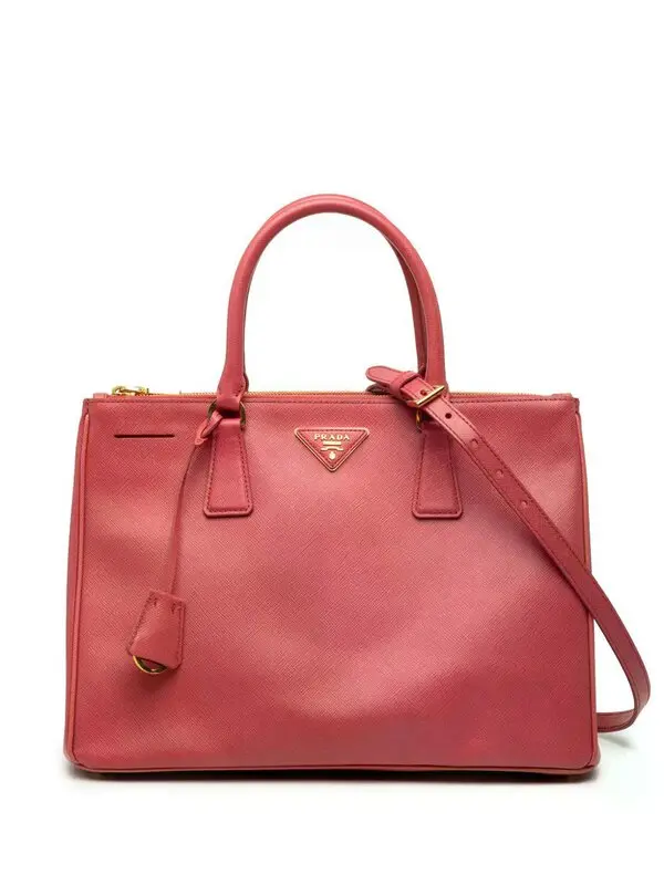 Prada Medium Saffiano Lux Galleria Double Zip Satchel - Pink