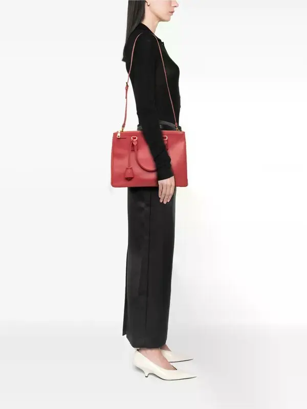 Prada Medium Saffiano Lux Galleria Double Zip Satchel - Pink