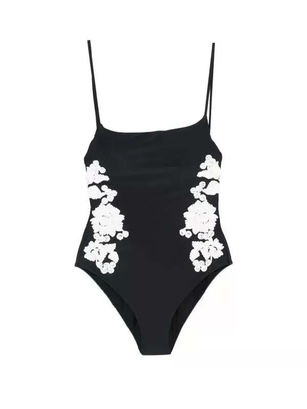 Simkhai Floral-embroidered One Piece Swimsuit - Black