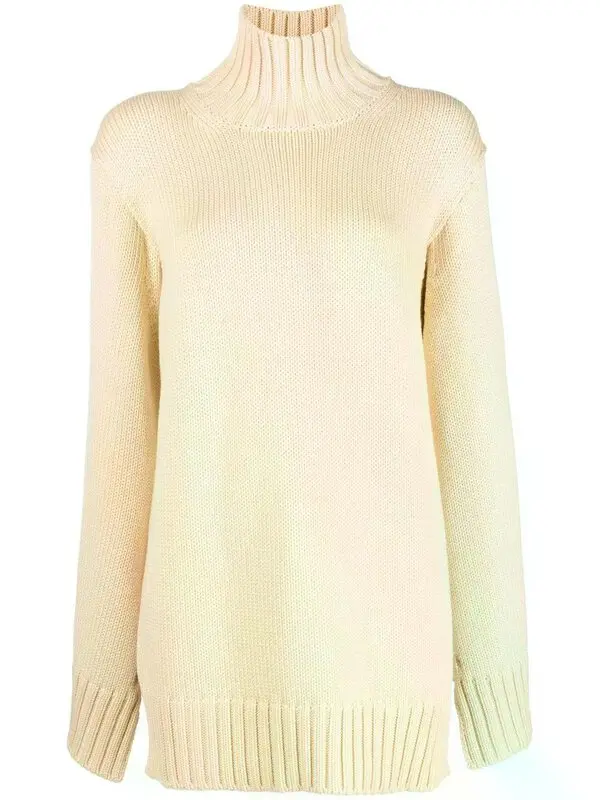 JIL SANDER High Neck Slit-sleeve Jumper - Neutrals