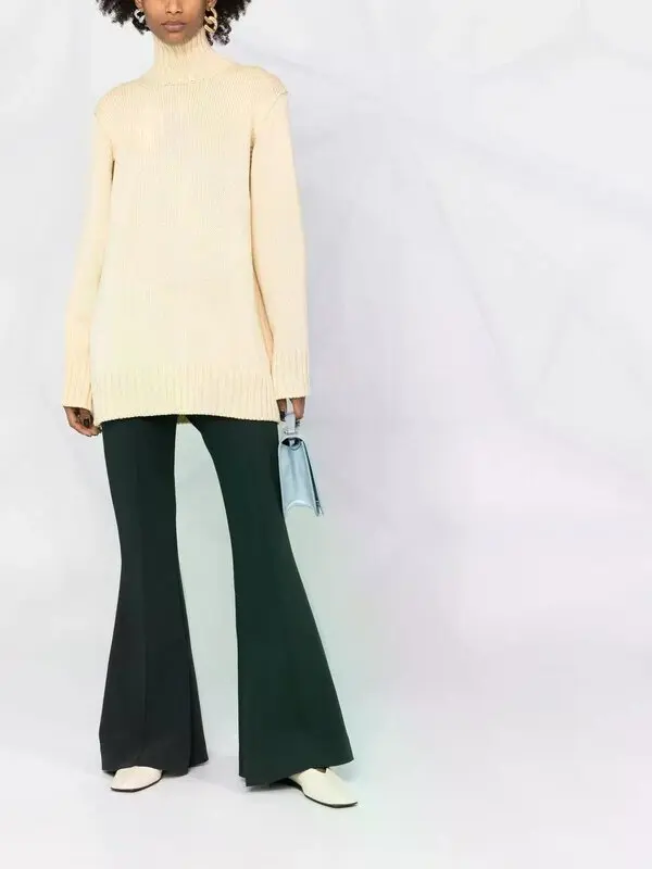 JIL SANDER High Neck Slit-sleeve Jumper - Neutrals