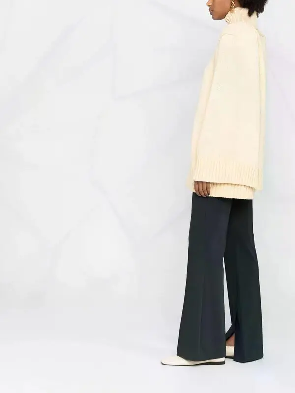 JIL SANDER High Neck Slit-sleeve Jumper - Neutrals