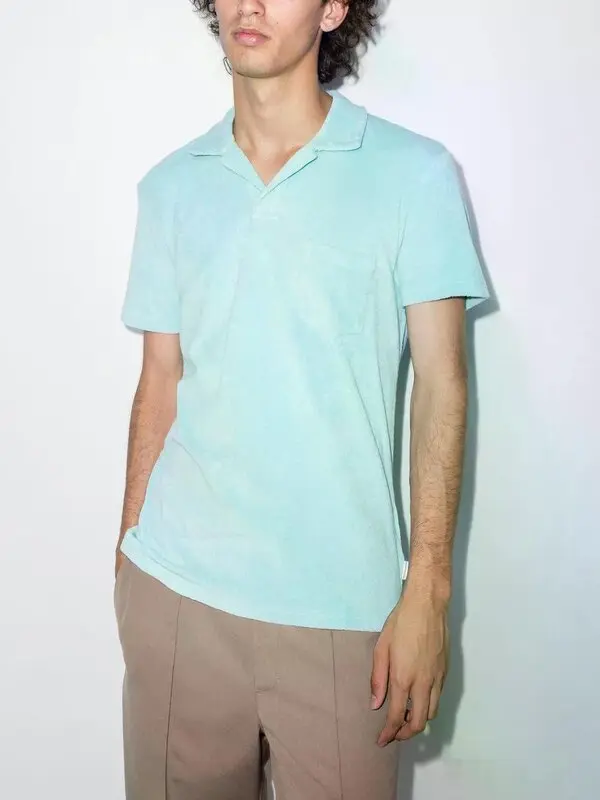 Orlebar Brown Fleece-texture Design Polo Shirt - Blue