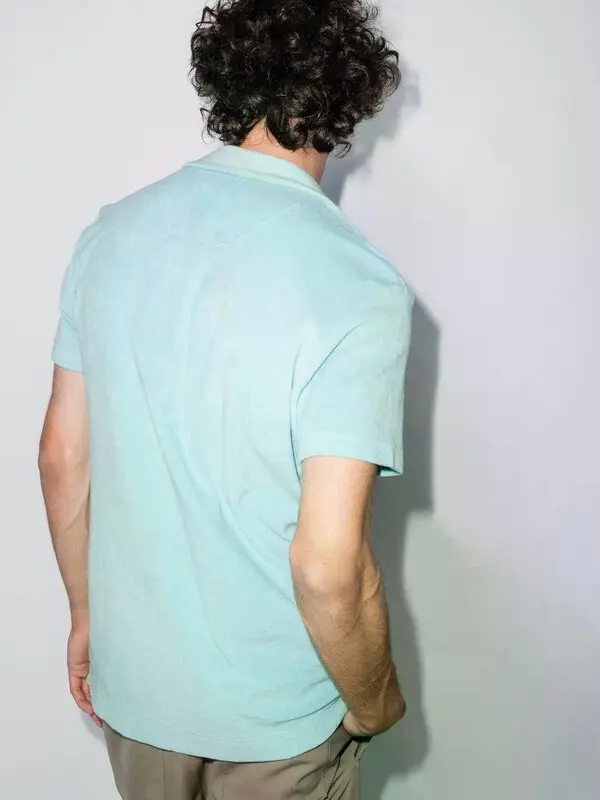 Orlebar Brown Fleece-texture Design Polo Shirt - Blue