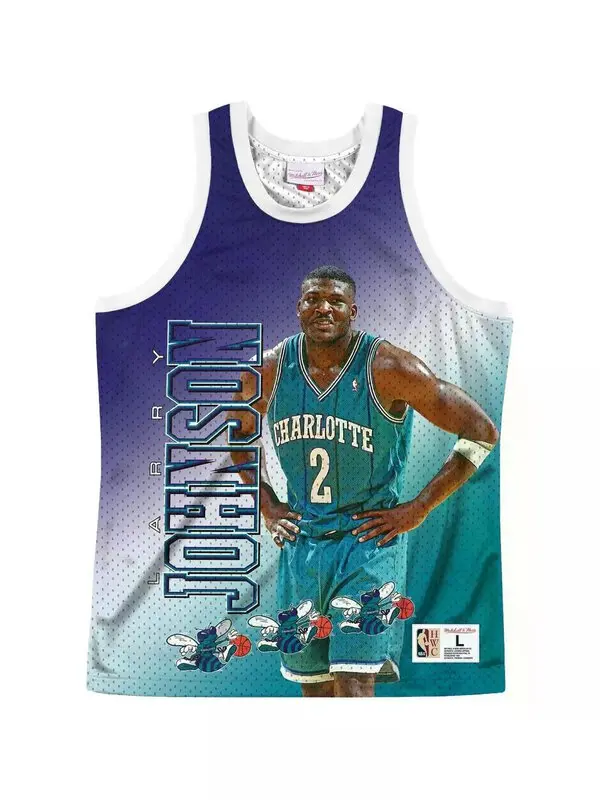 Mitchell & Ness Larry Johnson Graphic Print Jersey - Blue