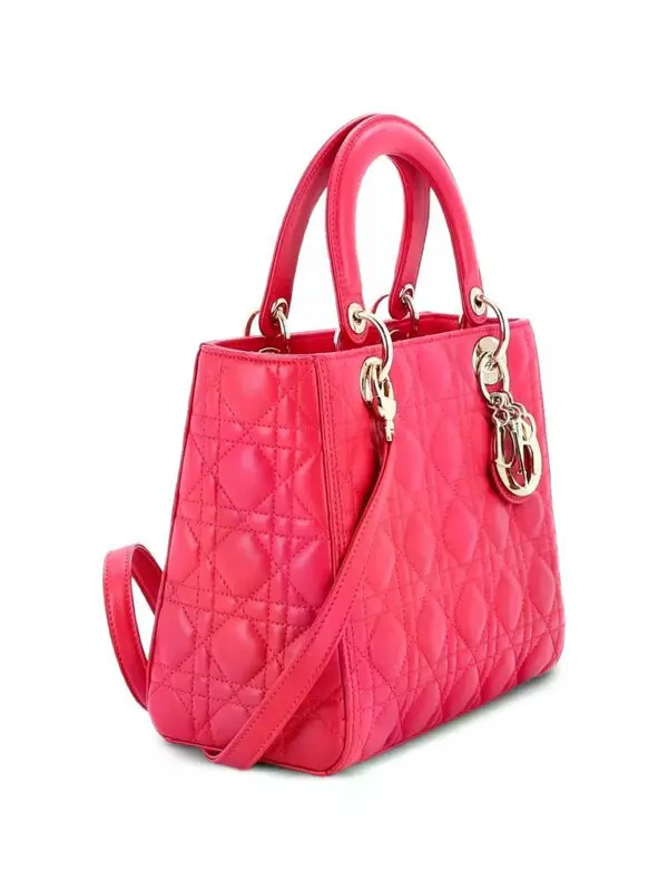 Dior Lady Medium Satchel Cannage Quilt Lambskin - Pink