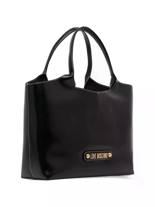 Moschino Logo Appliqué Tote - Black