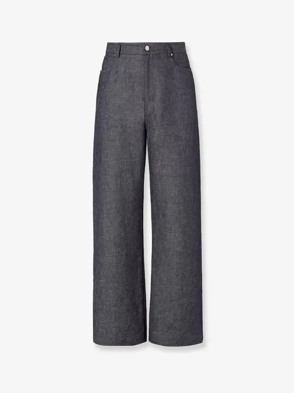 Fendi Relaxed Linen, Cotton And Silk Jeans - Blue