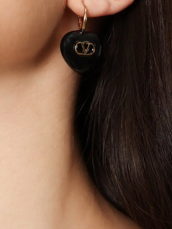 Valentino Garavani Coeur Royal Metal Earrings - Black