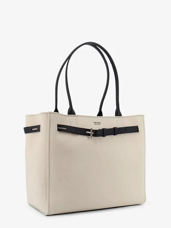 TOM FORD Canvas Shoulder Bag With Engraved Logo - White