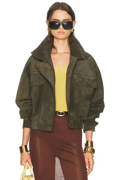 Saint Laurent Suede Bomber - Militaire