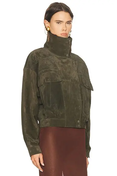 Saint Laurent Suede Bomber - Militaire
