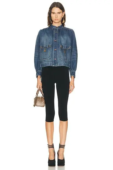 Chloé Denim Jacket With Chain Detailing - Faded Indigo