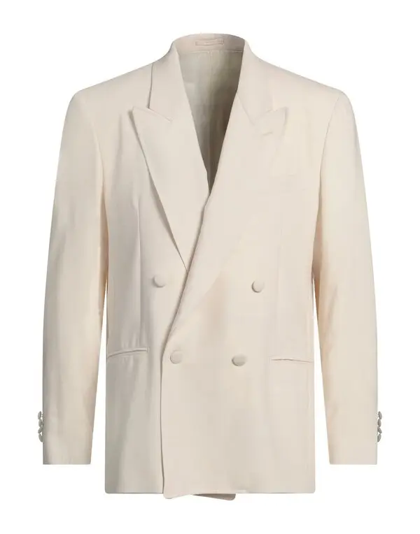 LARDINI Blazer Ivory Size Linen, Wool