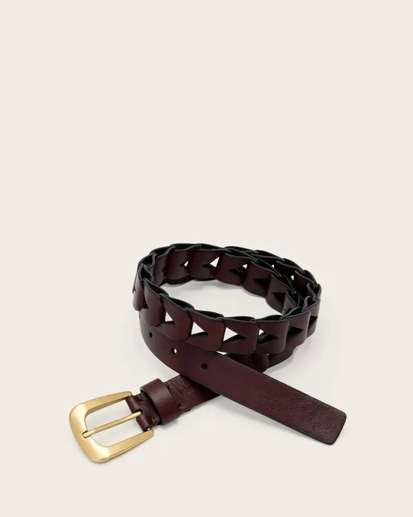 ALLSAINTS Sage Cut Out Leather Belt - Brown