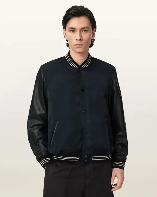 ALLSAINTS Taishi Leather Varsity Bomber Jacket