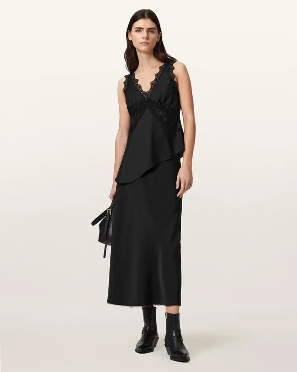 ALLSAINTS Darya Bias Cut Maxi Skirt