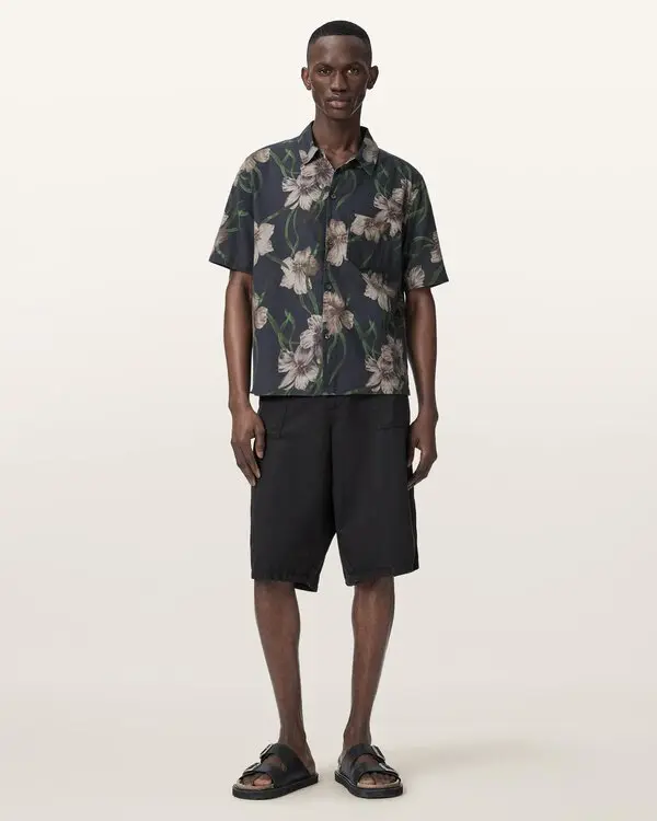 ALLSAINTS Climber Short Sleeve Boxy Shirt - Black