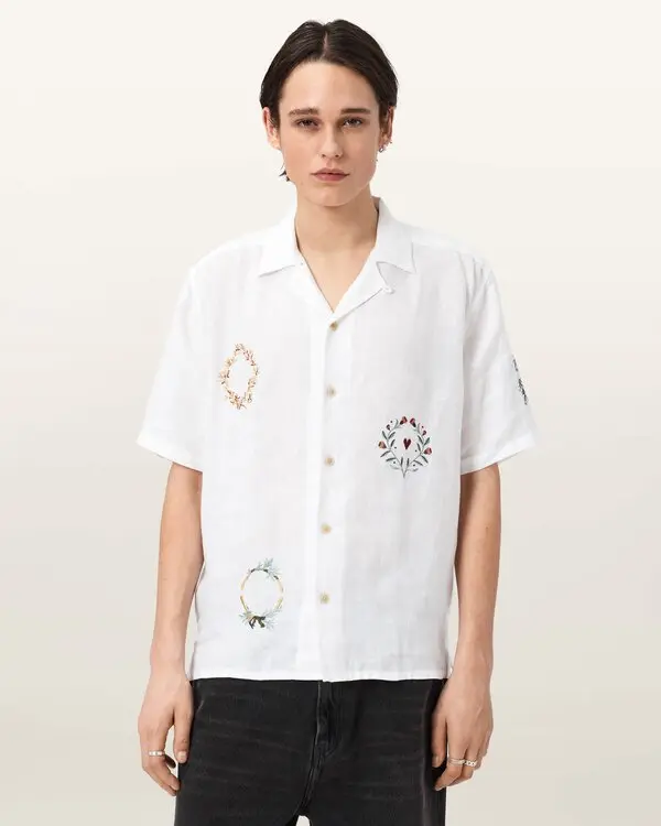 ALLSAINTS Deck Linen Short Sleeve Shirt - Ecru