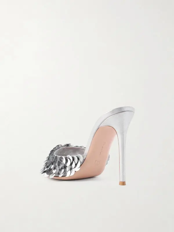 GIANVITO ROSSI 105 Sequined Mesh Mules