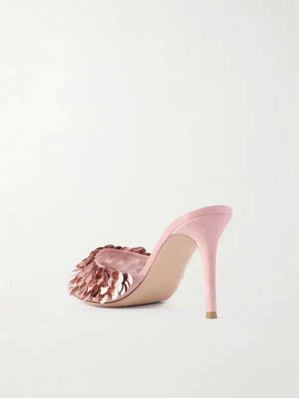 GIANVITO ROSSI 85 Sequined Mesh Mules