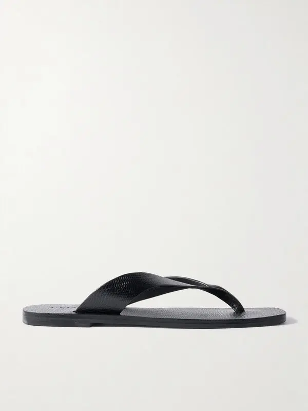 A.emery Kinto Lizard-effect Leather Flip Flops - Black