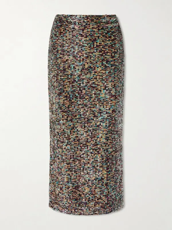 TWP Sylkie Sequined Crepe De Chine Maxi Skirt - Multi