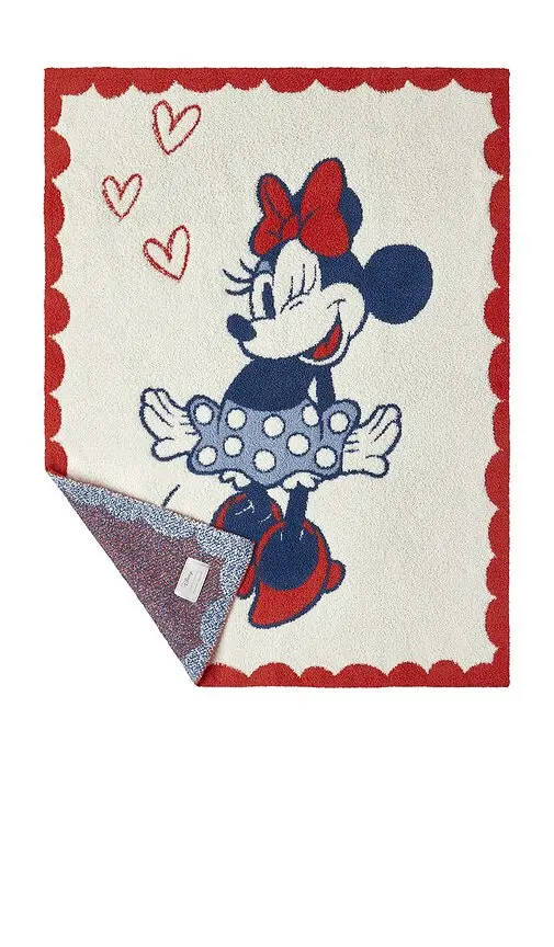Barefoot Dreams Cozychic Disney Minnie Love Stroller Blanket In Red, Blue - Cream Multi