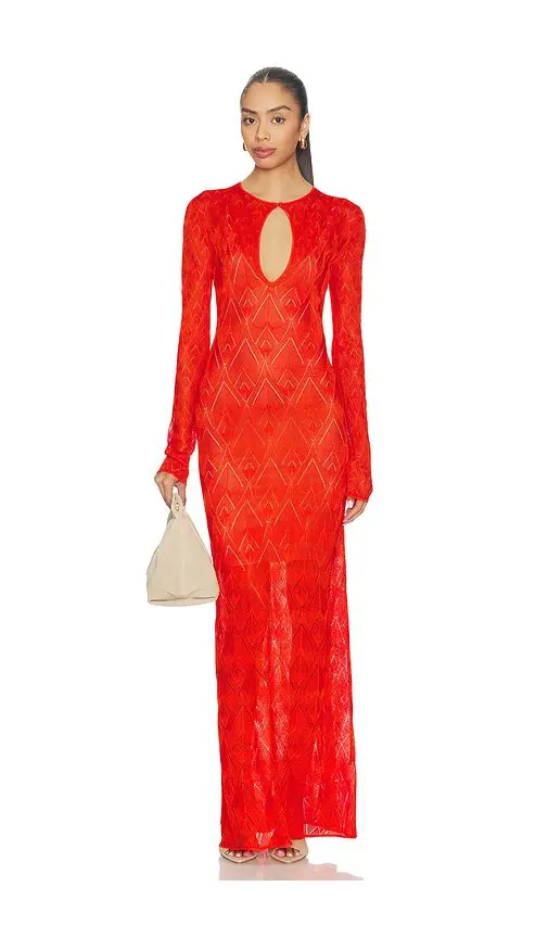 Blumarine Long Knit Dress - Orange Flame