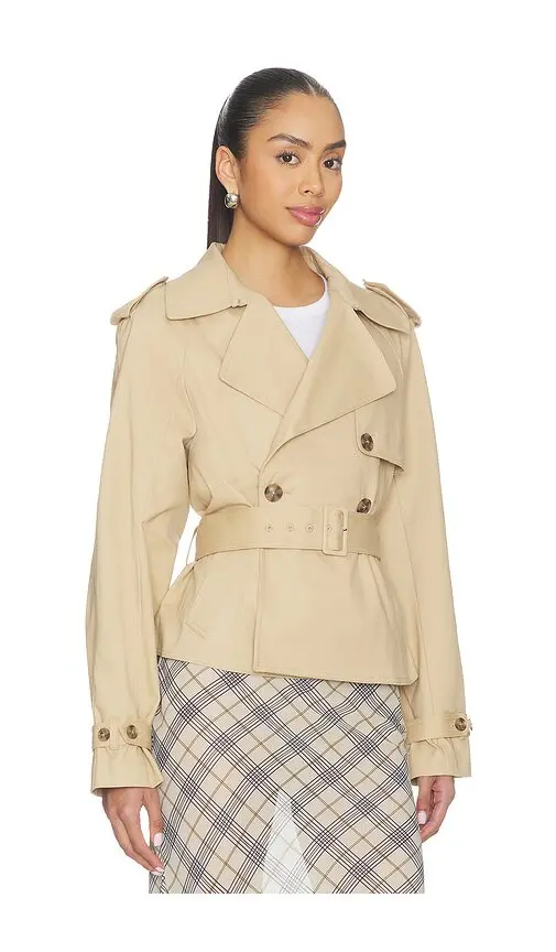 Good American Cropped Trench Jacket In Beige