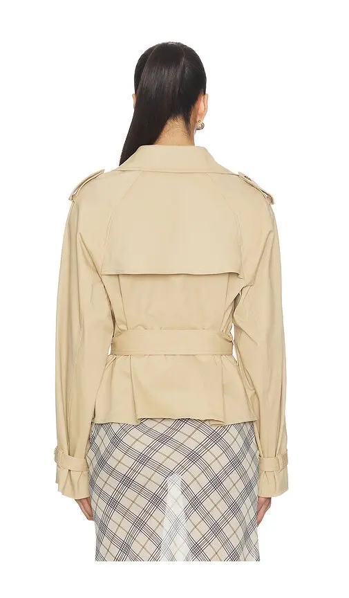 Good American Cropped Trench Jacket In Beige